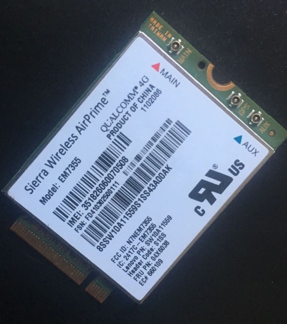 Sierra Wireless AirPrime Em7355 Lenovo ThinkPad 04x6038 WWAN Gobi 5000 ...
