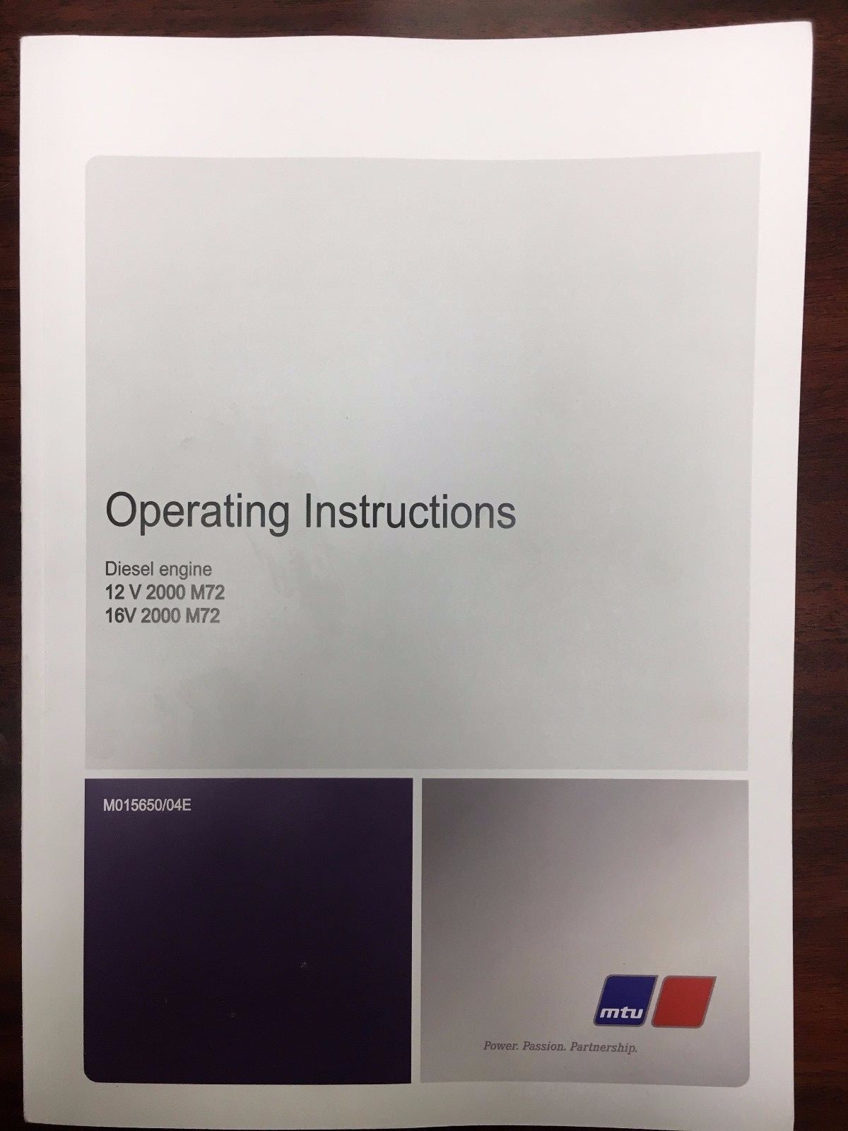 MTU , M015650/04E , Diesel Engine 12V/16V 2000 M72 , Operating ...