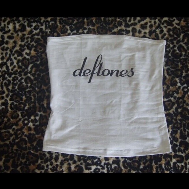 DEFTONES CURSIVE TUBE TOP WHITE BLACK TRASHY 2000S Y2K 90S BAND TEE | eBay