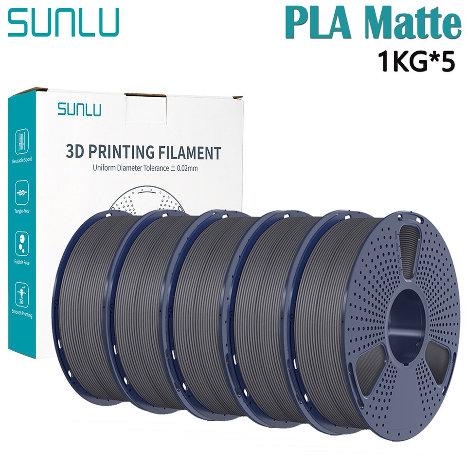 SUNLU 5KG 10KG Matte PLA 3D Printer Filament 1.75mm PLA 1KG/Spool Matte ...