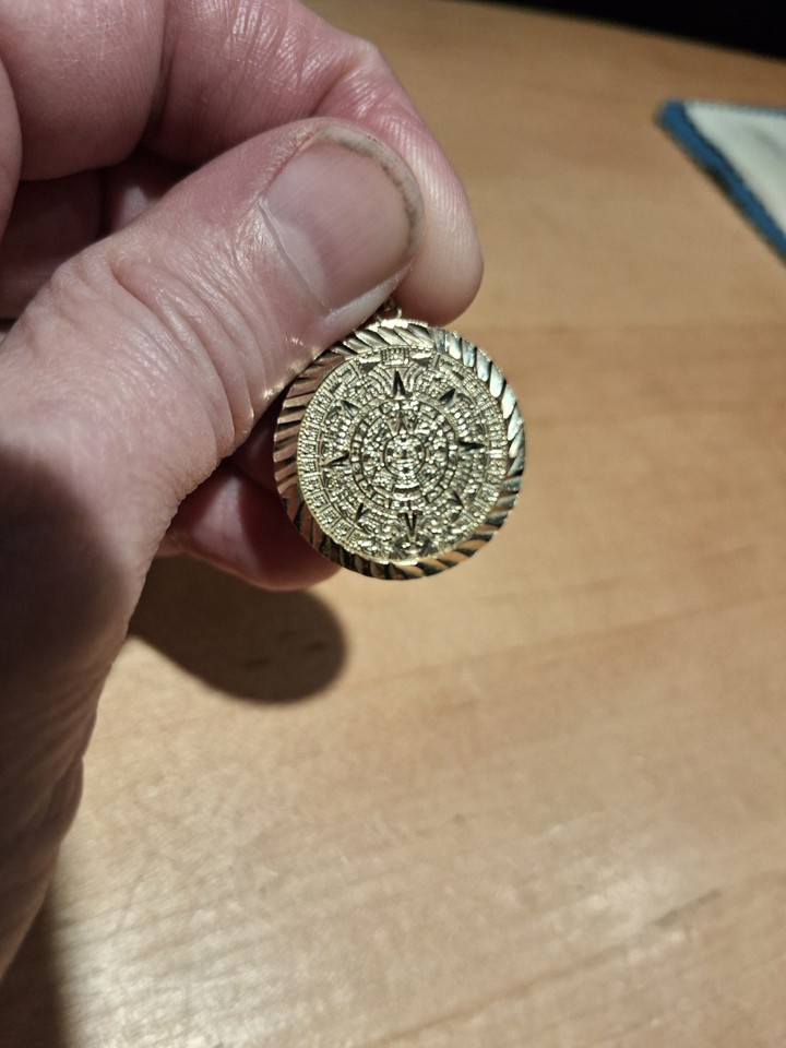Ethnic Mayan Compass Pendant, Ancient Tribal 14k Yellow Gold , Aztec ...