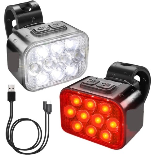 Chargeable Front Rear Bicycle Lights Lightweight Headlight Taillight ...