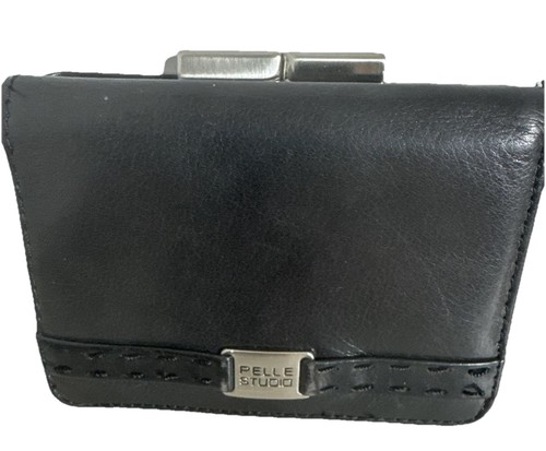 Wilsons Pelle Studio Leather Wallet Black Modern Coin Purse Minimalist ...