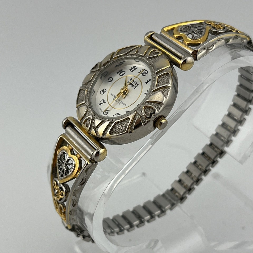 Kathy Ireland Watch Women 28mm Case Hearts Two Tone Stretch Band- New ...
