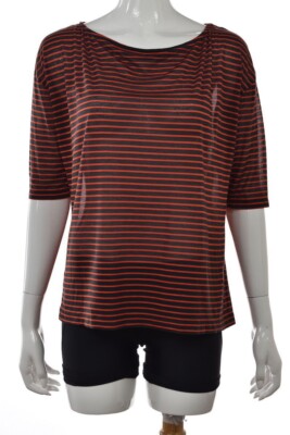 J Crew Womens Top Size S Red Gray Striped Knit Shirt Blouse Short ...