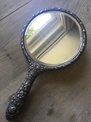 Antique Hallmarked Silver Hand Mirror~Vanity Mirror,Poss 1800s,Floral ...