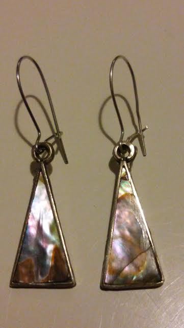ALPACA Silver Abalone Shell ISOSCELES TRIANGLE Earrin… - Gem