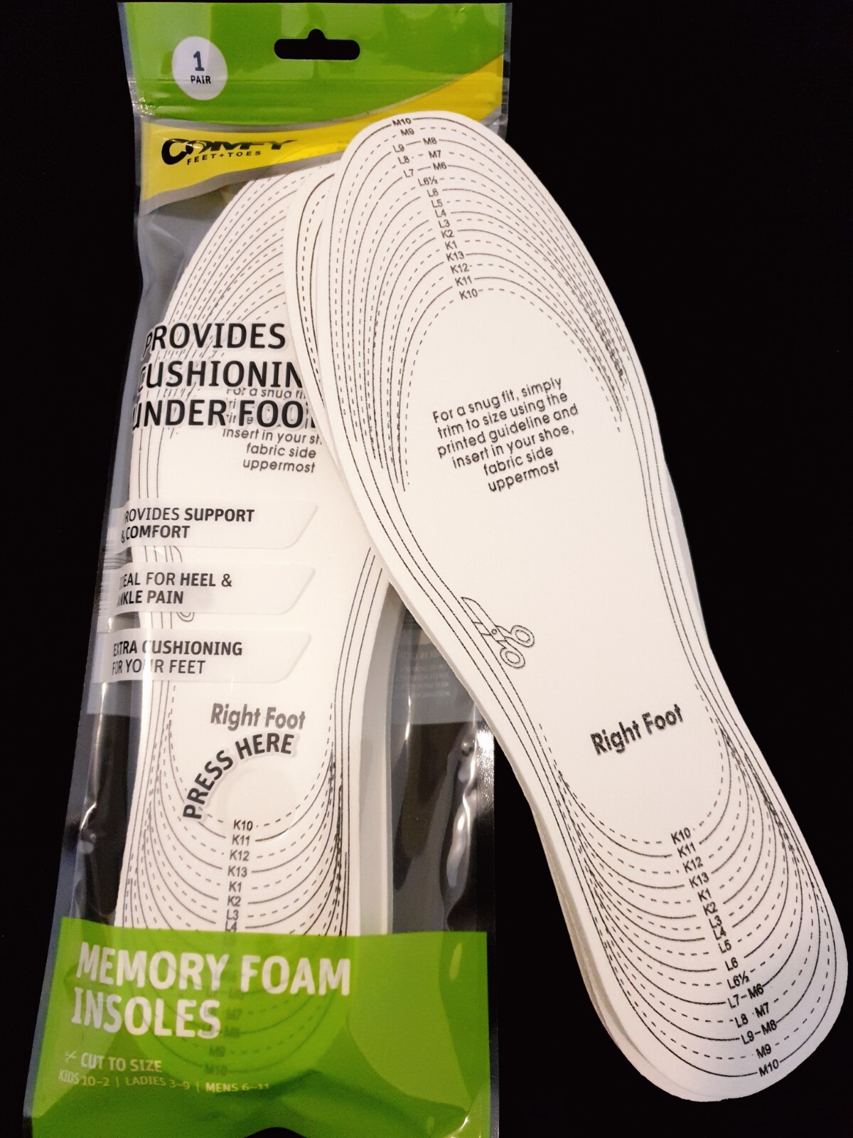 1 PAIR SHOE INSOLES EXTRA THICKNESS COMFORT ANTI ODOURS UNISEX HEEL ...