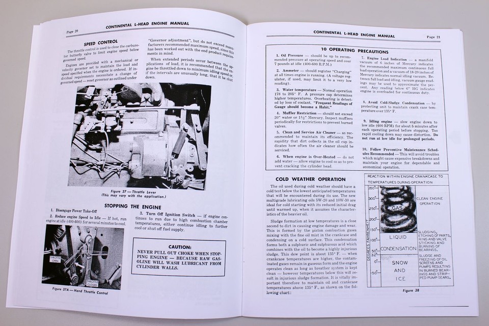 Continental L-Head Y112 F124 Engine Motor Service Repair Owners ...