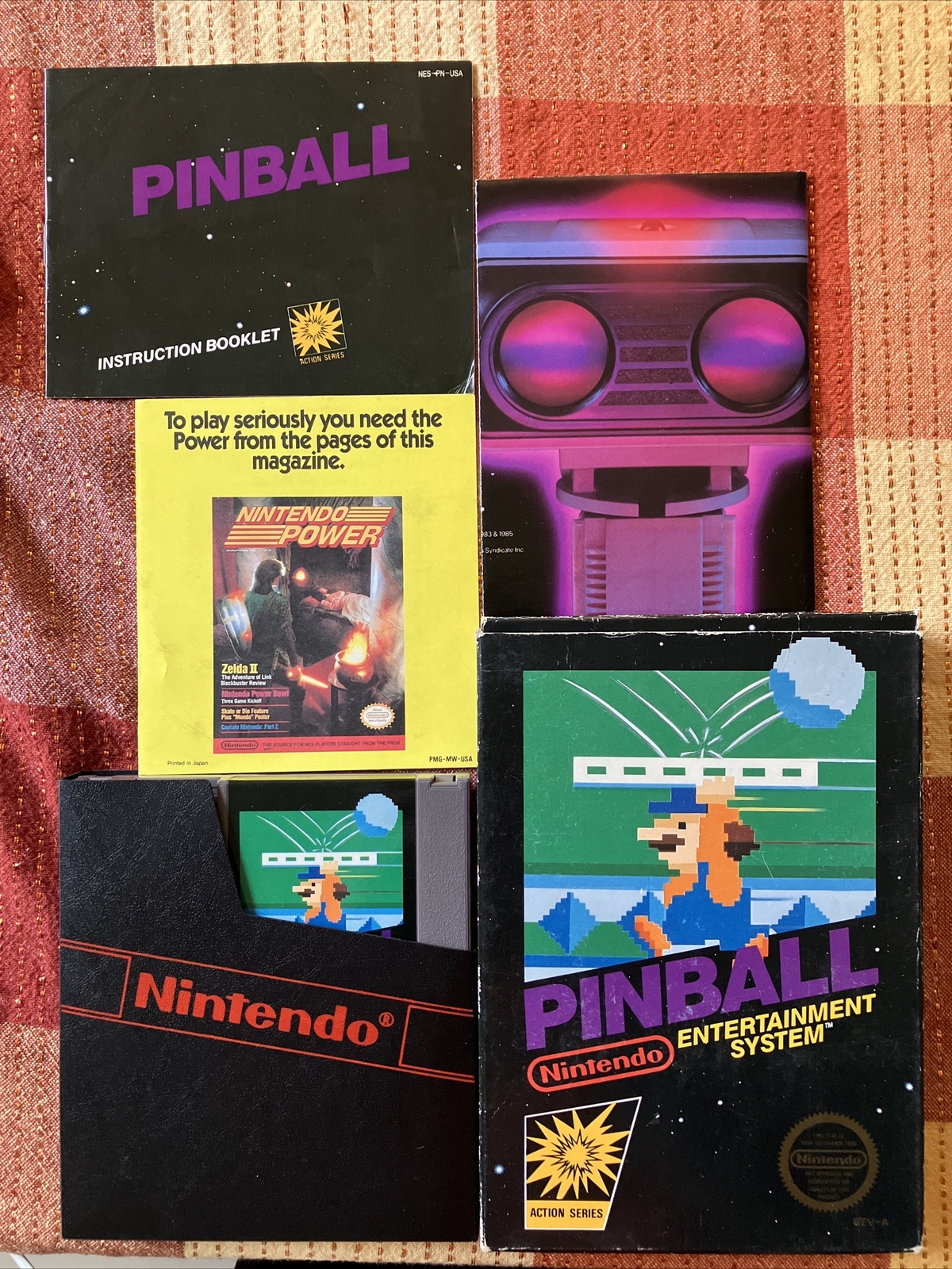 Pinball NES CIB Complete Nintendo Cartridge Manual Box POSTER Sleeve ...