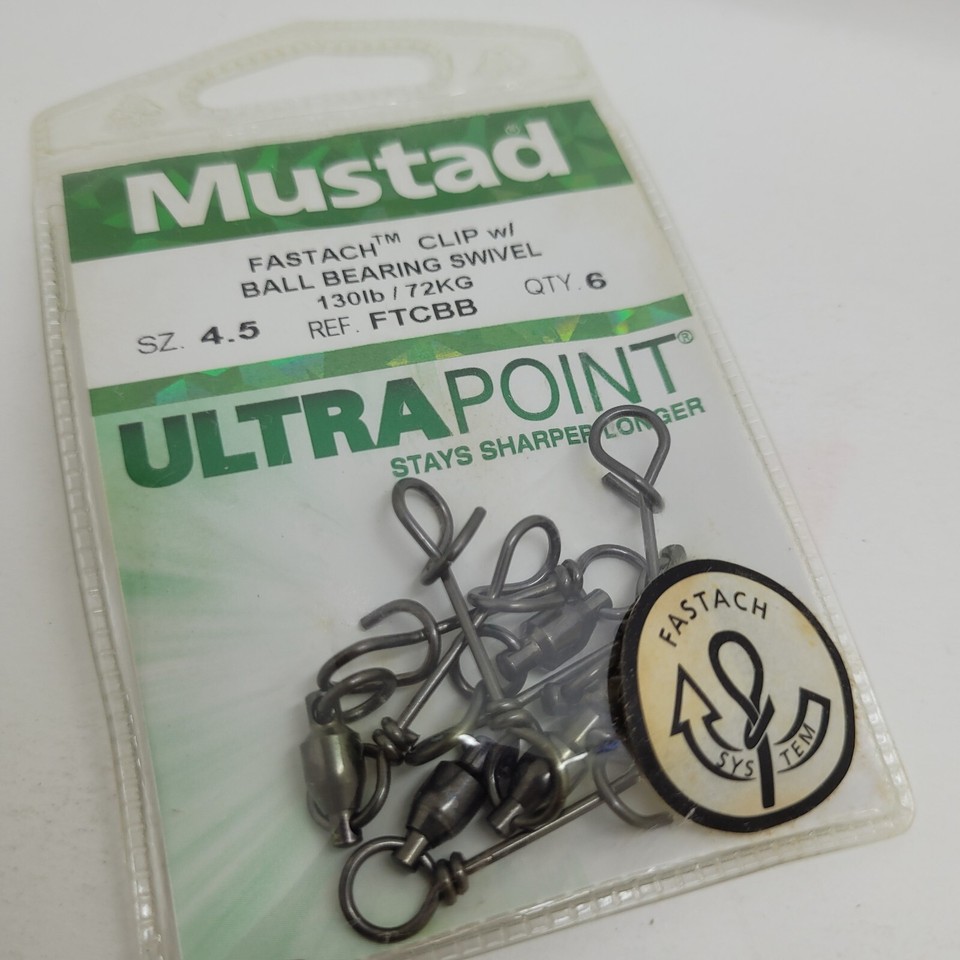 5pack Mustad Fastach Clip With Ball Bearing Fishing Swivel FTCBB SL | eBay