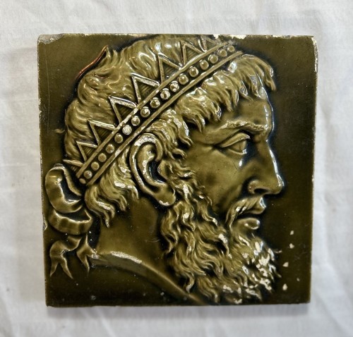 Antique English Majolica Portrait Tile-Minton's China Works 6”x6” | eBay
