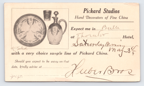 Pickard Studios Fine China Sample Card Butte MT c1913 Postcard Thornton ...