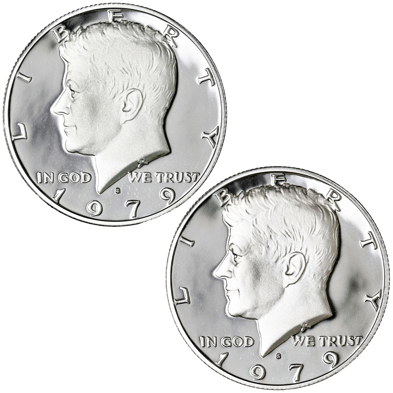 1979 S Kennedy Half Dollar Type 1 & 2 Clear S Gem DCam Proof 2 Coin Set ...