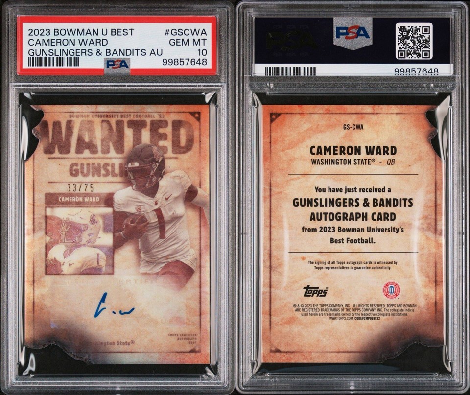 2023 Bowman Chrome Cameron Ward Auto /75 PSA 10 Cam Ward Autograph | eBay