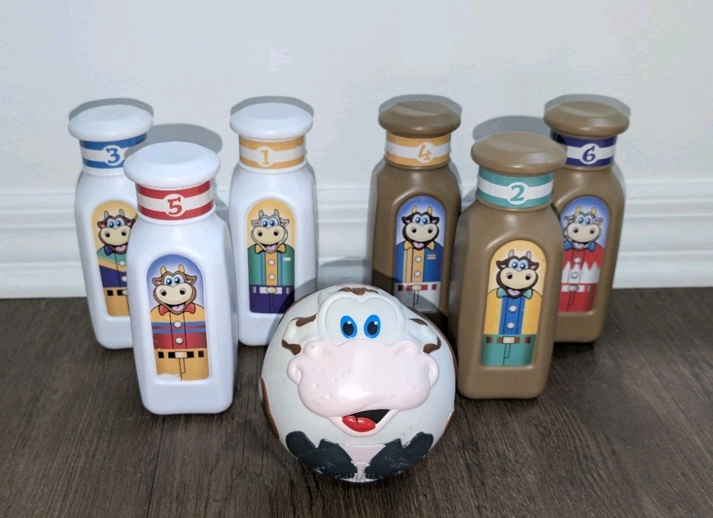 Fisher Price Barnyard Basics Cow Ball Bowling Game Musical Moo, 6 Pin ...