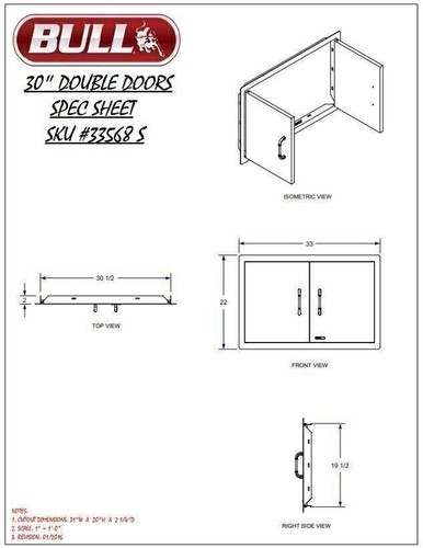 Bull Outdoor Products 30" Stainless Steel Double Doors 33568 | eBay