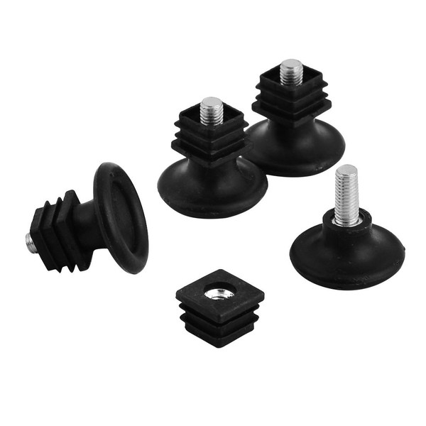 Chair Leveling Feet Plugs Bungs Black 20 x 20mm Square Inserts 4 Sets ...