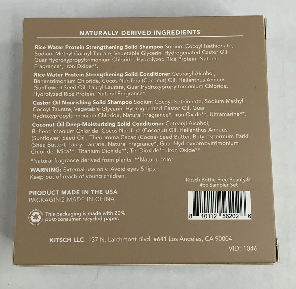 Kitsch Solid Shampoo and Conditioner Bar Sampler Gift Box 4 Mini Bars ...