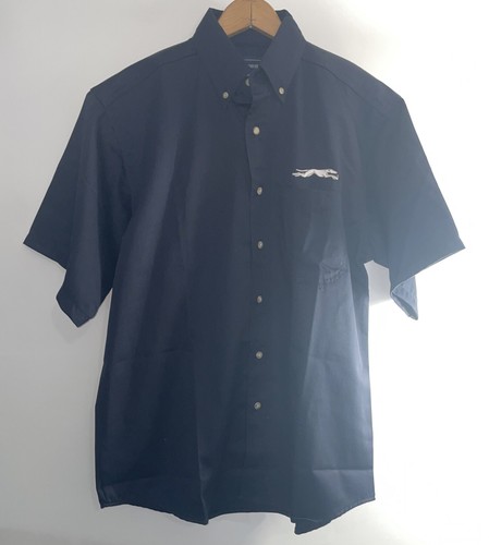 Greyhound Uniform Short Sleeve Button Up Navy Blue Sz. M | eBay