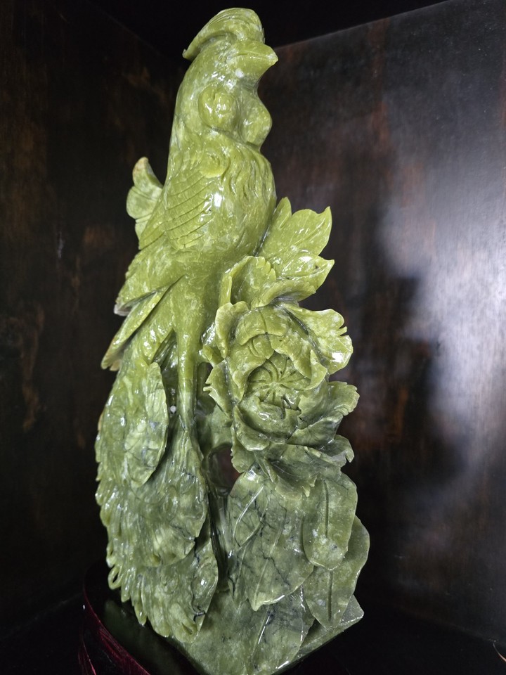 13.2lbs 18" X 10" Top Quality Natural Jade Hand Carved Phoenix Statue ...