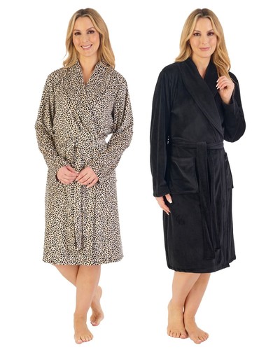 Slenderella Super Soft Robe Ladies Luxury Stretchy Fleece Wrap Dressing ...