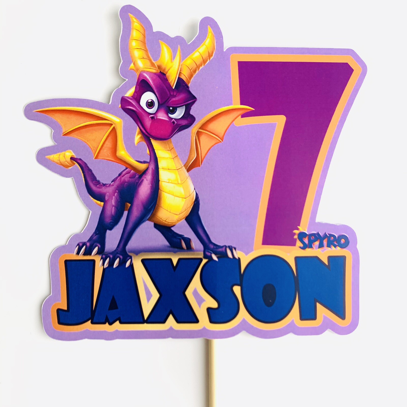 Spyro The Dragon PERSONALISED Cake Topper. Lolly Bag Party Supplies ...