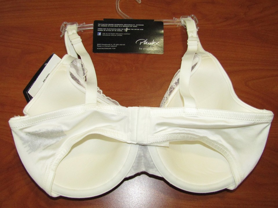 NEW PLAYTEX SECRETS FEEL GORGEOUS SEXY SUPPORT WHITE BRA 36D - STYLE ...