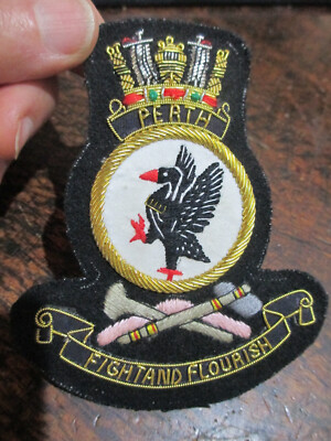 Royal Australian Navy HMAS PERTH Bullion Badge Embroidery Medal Mount ...