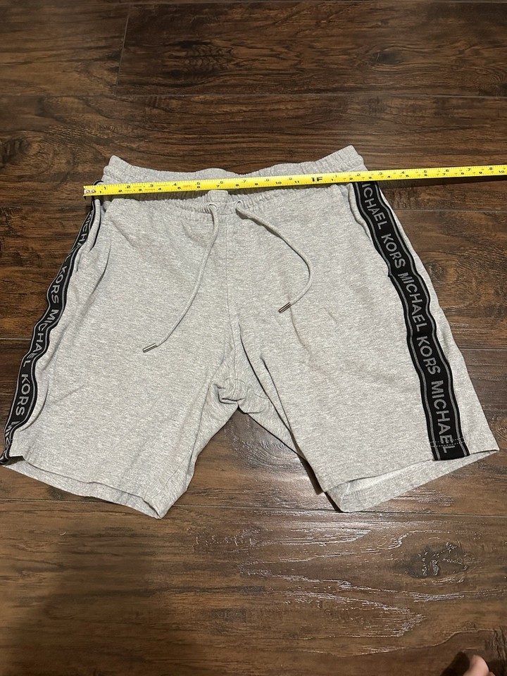 Michael Kors Mens Sweat Shorts Gray Heather Logo Tape Side Stripe Size ...