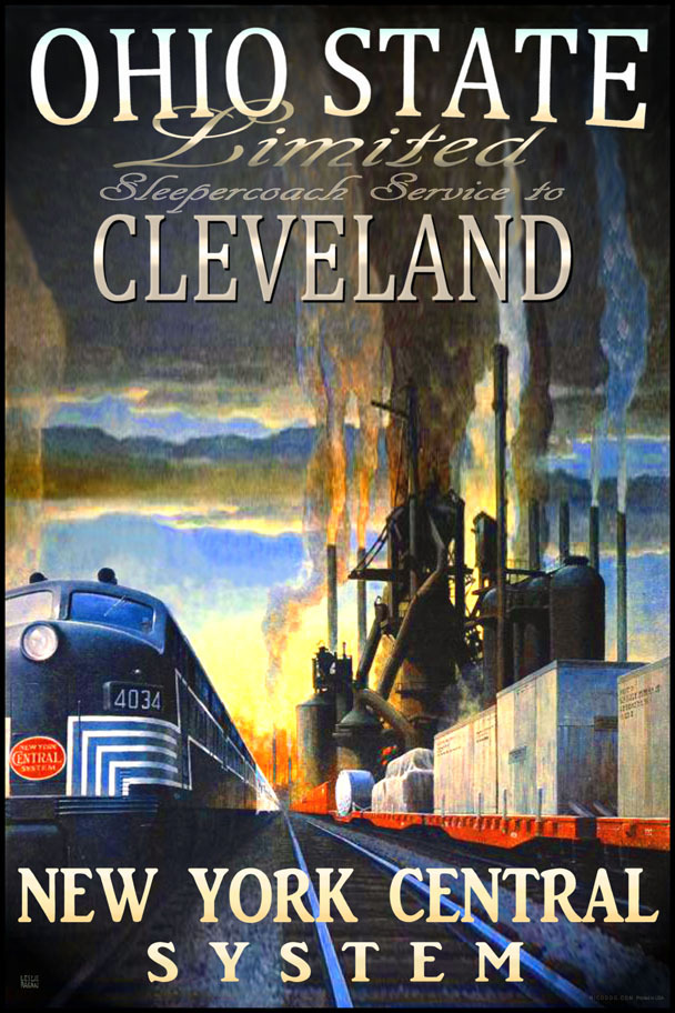 Cleveland Ohio State New York Central Railroad Train Poster Ragan Art ...