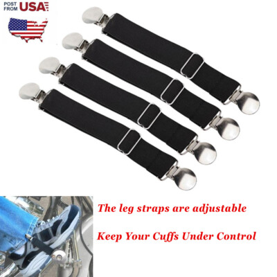 2PCS Stirrup Pant Clips Bike Leg Boot Elastic Adjustable Straps US ...