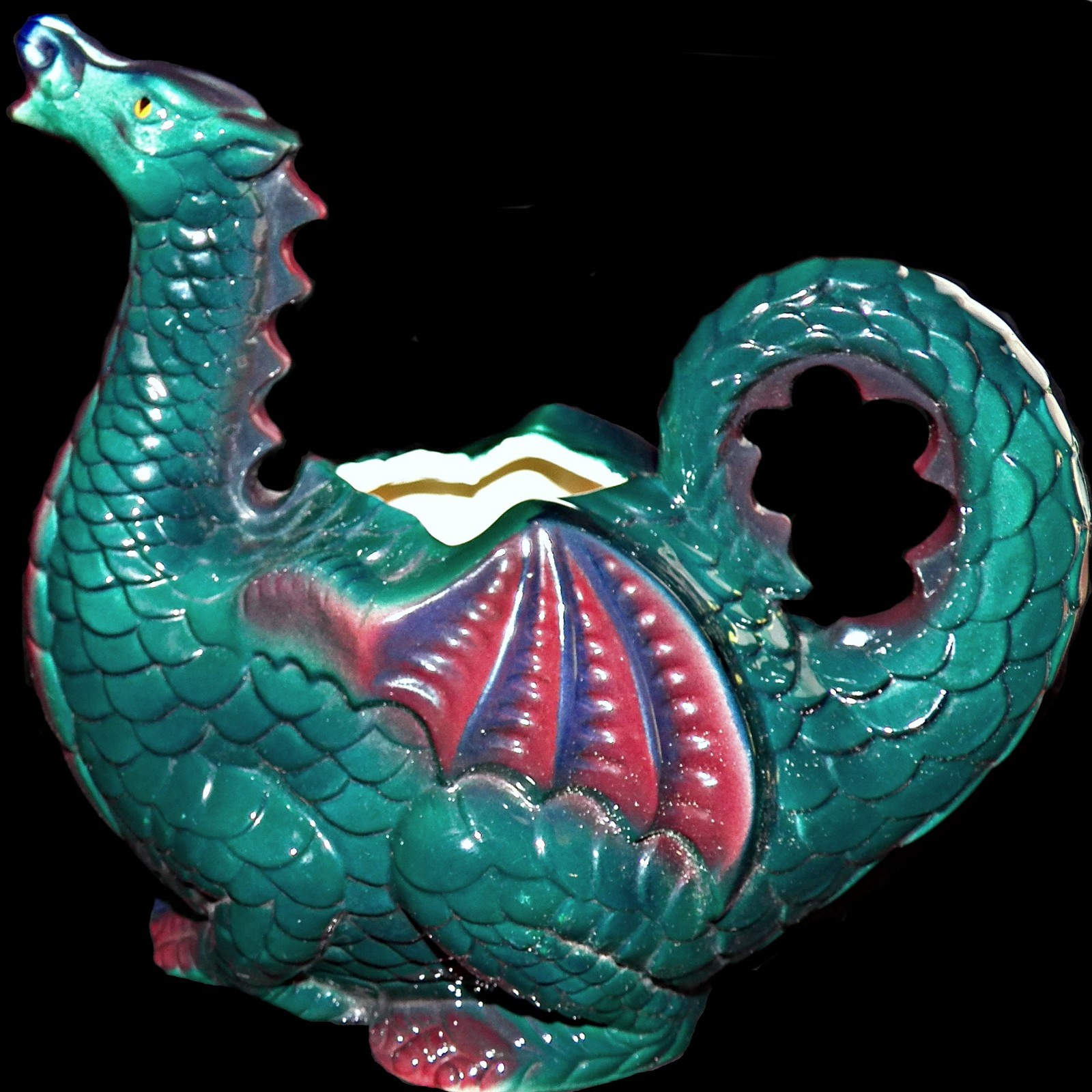 Clay Art Enchantment San Francisco 1990 Teal Whimsical Gothic Dragon ...