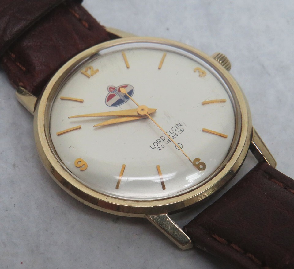 4 VINTAGE GOLD LORD ELGIN BUICK MOTOR FISHER BODY AMOCO OIL CO WATCH ...