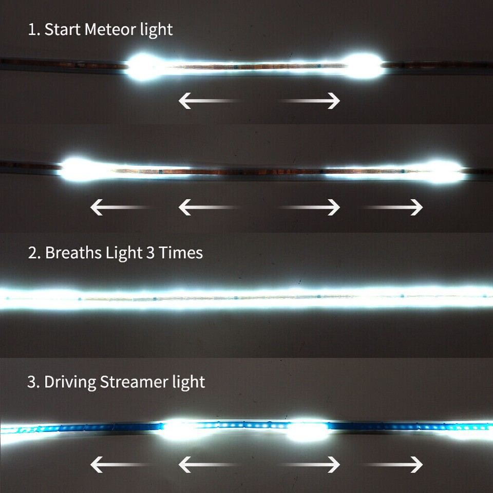 180cm Start Scan Dynamic WHITE LED DRL Hood Light Strip Daytime Running ...