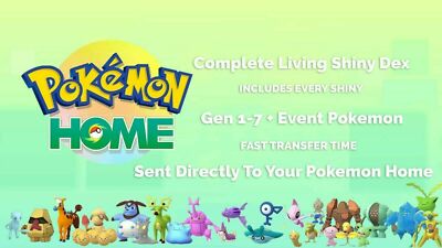 Pokemon Home 807+ Gen 1-7 SHINY Living Full Complete Pokedex 6IV UK ...