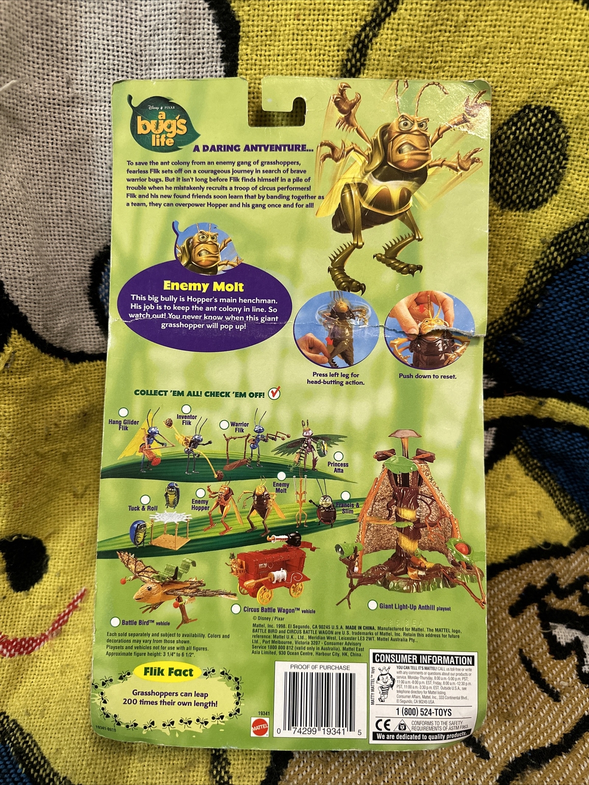 Vintage 1998 Disney's Bug's Life Enemy Molt Action Figure Sealed New ...