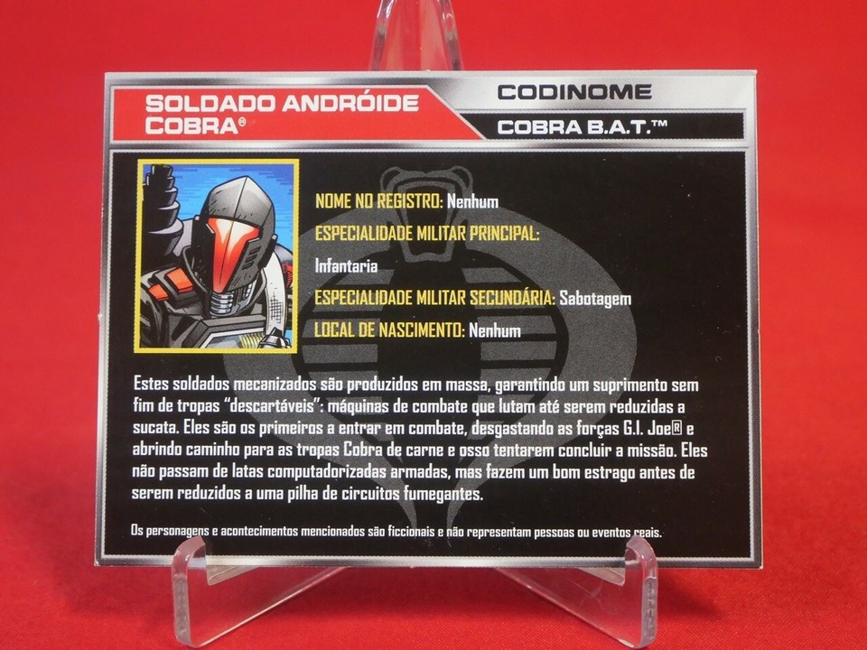 GI Joe Cardback FILE CARD Cobra Bat Android Trooper v23 Spanish ...
