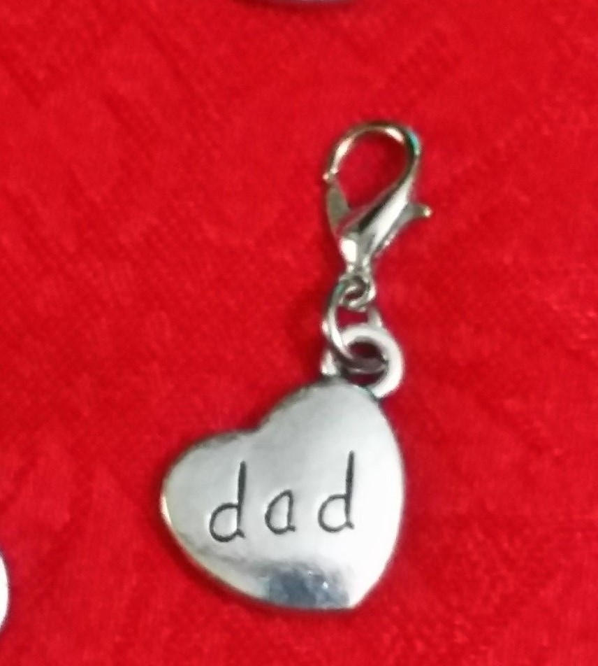 ANTIQUE SILVER DAD - FATHER CHARM - HEART - LOVE - HERO - FAMILY - U ...