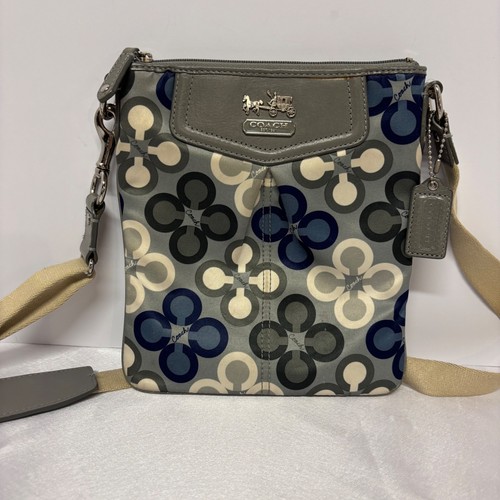 COACH Madison Clover Crossbody Purse Silver Blue Gray Bag | eBay