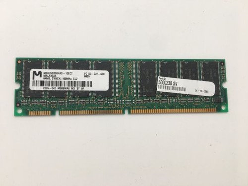 Memory mt8lsdt864ag-10ec7 64mb,synch,100mhz,cl2 pc100-222-620, 5000238 ...