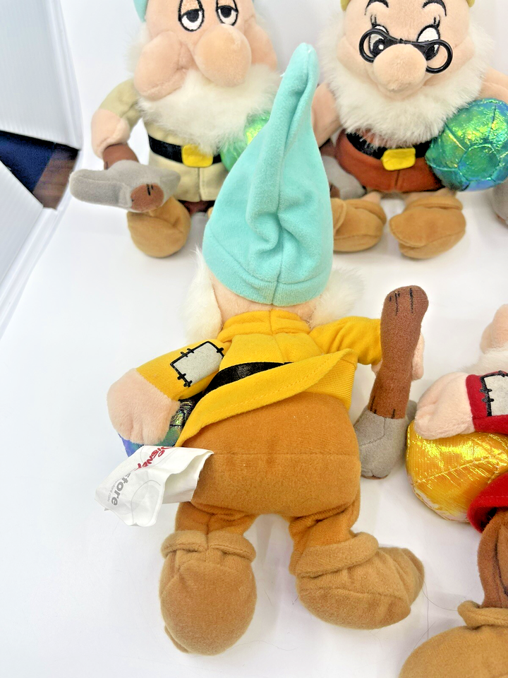 VTG Seven Dwarfs Beanie Dolls Doc. Grumpy Sneezy Disney Store Plush ...