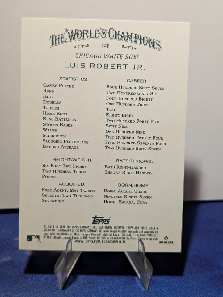 2025 Topps Allen & Ginter Silver Portrait Luis Robert Jr #148 | eBay