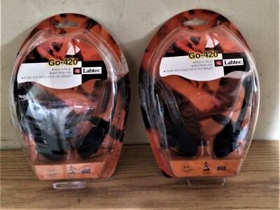 SET of 2 NEW Sealed Logitech Labtec Go-420 Audio Portable Headphones ...