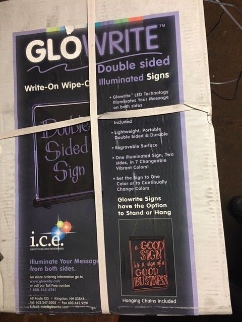 Glowrite LED Illuminated Sign 12" x 18" DOUBLE SIDED Write on wipe off ...