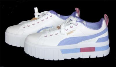 PUMA Lavender Mayze Stacked Platform Leather Shoes Gold Chain Tiger Wm ...