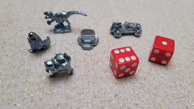 Monopoly Cheaters Edition 5 Tokens & Red Dice Replacement Parts Movers ...