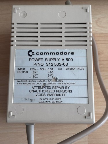 Power Supply - 2,5 Amperes for Commodore/Amiga 500/A600, Works, #12 25 ...
