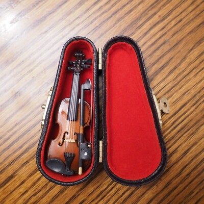 Wooden Mini Viola Cello Violin Musical Instrument w/Case Bow Toy - 3.5 ...