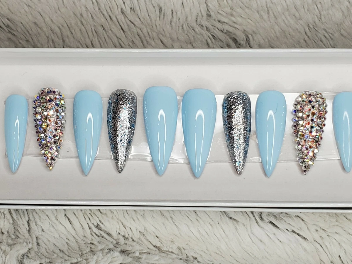 Light Blue Pointy Nails
